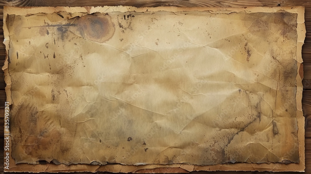 Vintage paper with a rustic texture, set within a wood frame, offers a ...