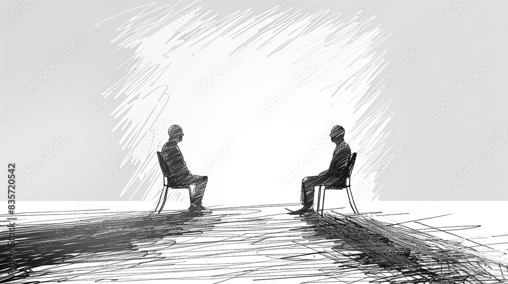 Foto de A line drawing of two figures, one interviewer and one ...