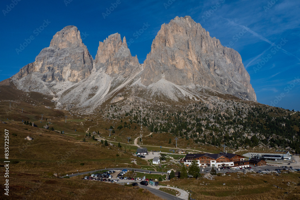 Forcella del Sassolungo in the Dolomites at Sunrise. The Impressive ...