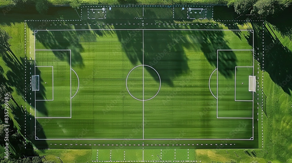 Soccer field from an aerial perspective, showing the complete field ...
