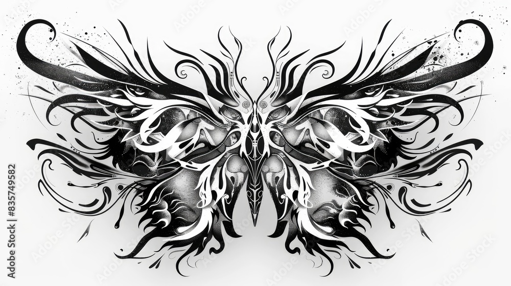 Modern acid graphic design clip art of butterfly shape with gothic ...