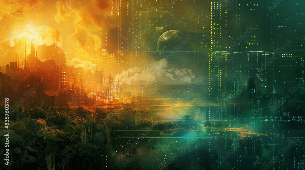 Abstract image depicting the fusion of technology and the physical ...