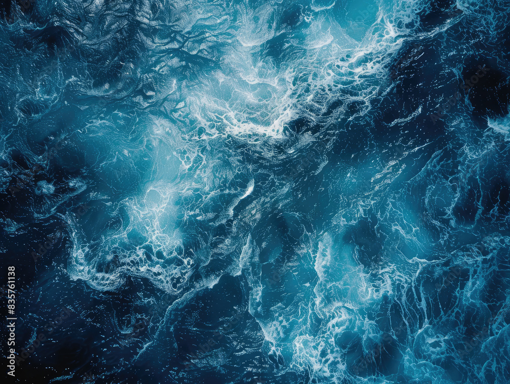 Aerial view of ocean waves texture. Abstract deep blue sea water ...