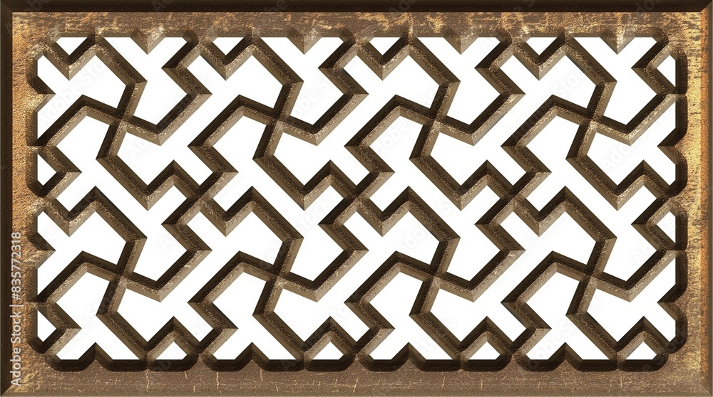 Mashrabiya arabesque lattice pattern. Islamic frame window with grill ...