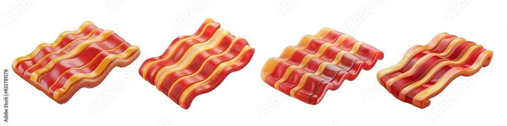 3d cartoon bacon model isolated on transparent background cutout png ...