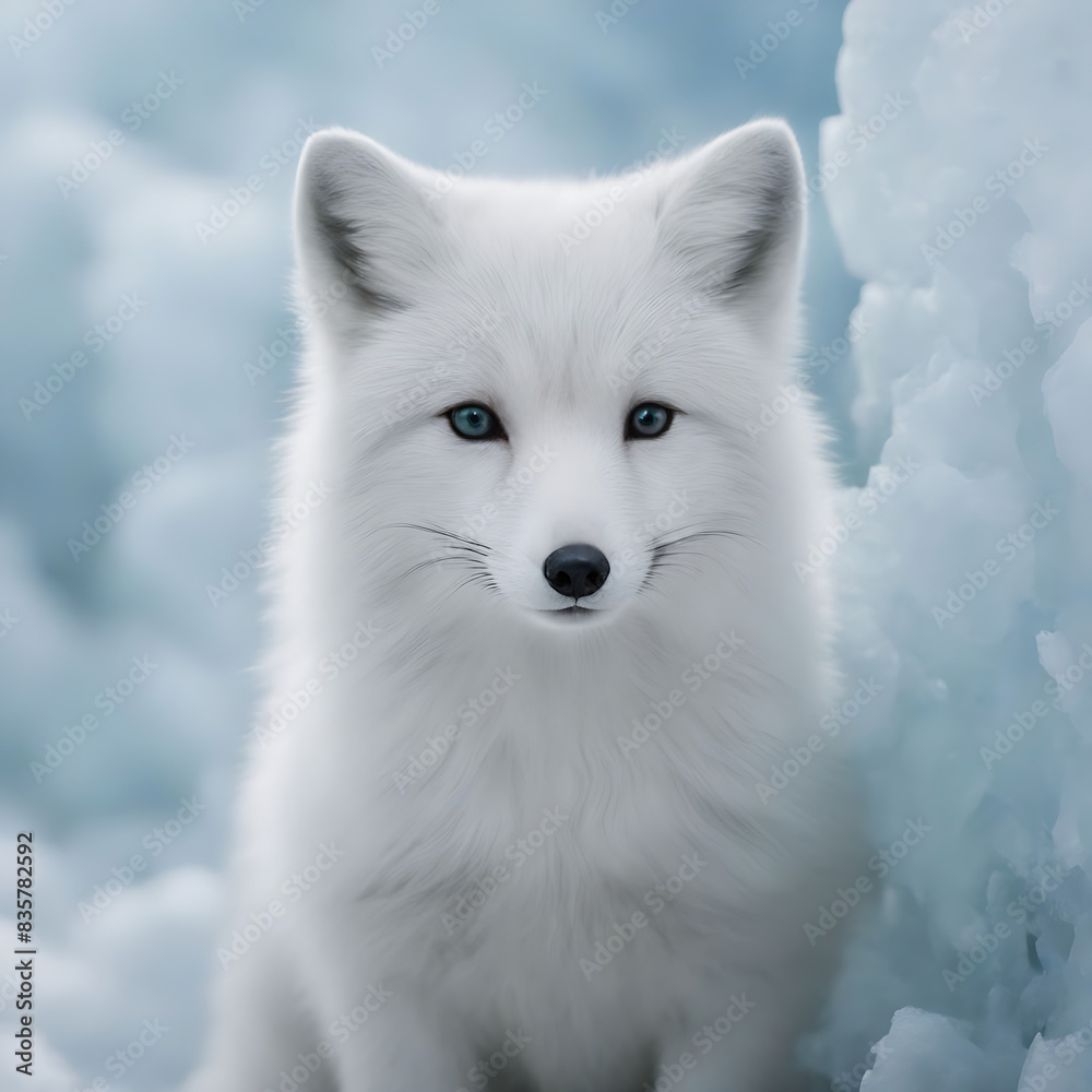 Curious Arctic Fox Ice Wall Backdrop High-Res Photo and angry face look ...