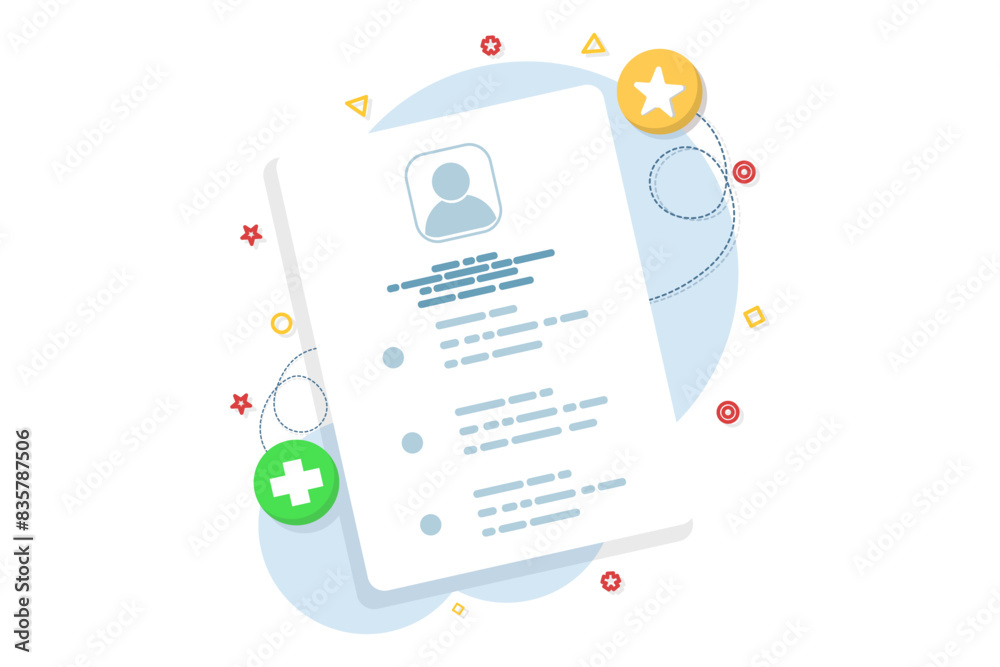 Document design concept, Profile, flat cartoon style of user or profile ...