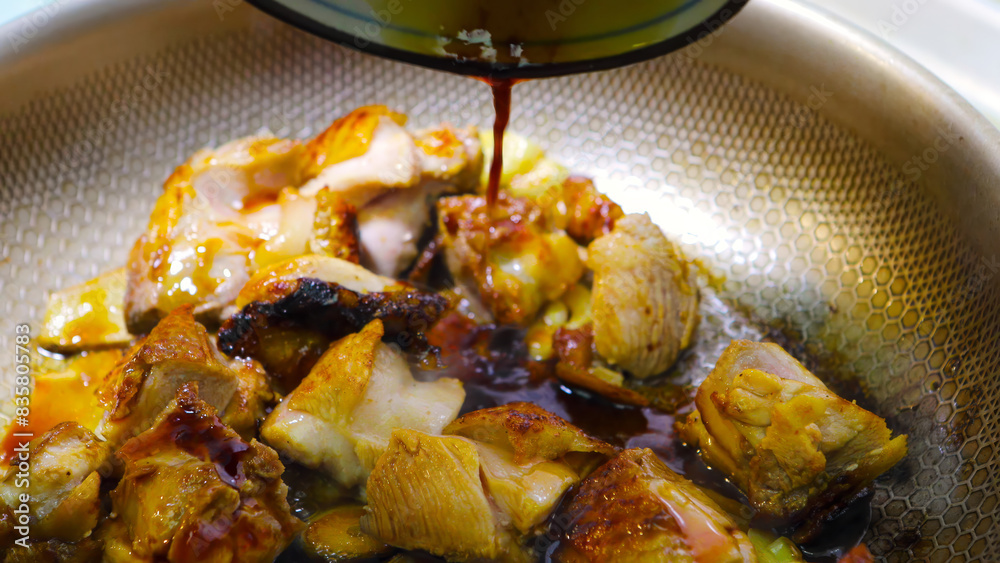 Stir -fried, tender fried chicken pieces, chicken, Laler, nine -story ...