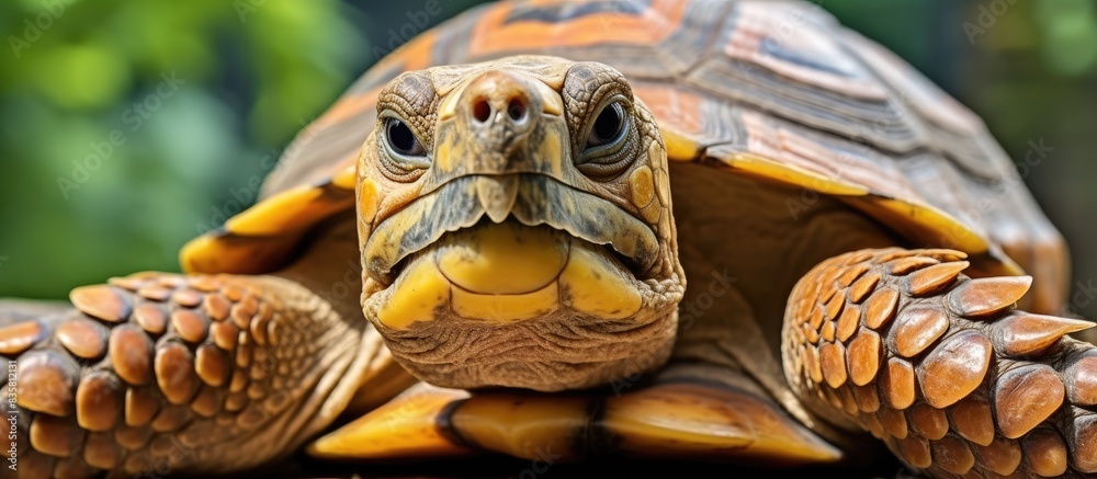 Wildlife veterinarian treating a Greek tortoise by removing a tick with ...