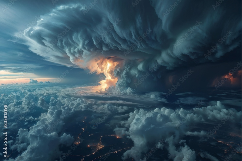 Menacing sky: A sky covered with dark, seething clouds with lightning ...