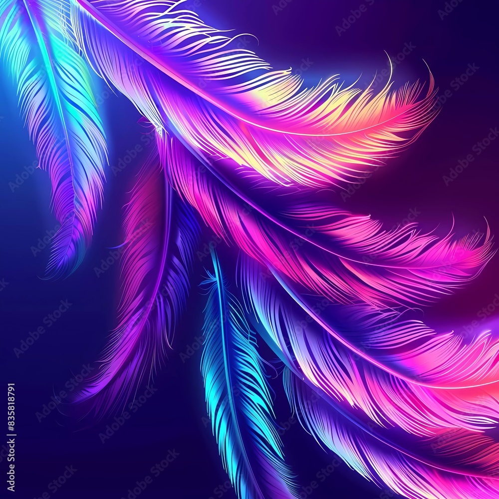Abstract feather background. Neon color vector. Illustration for banner ...