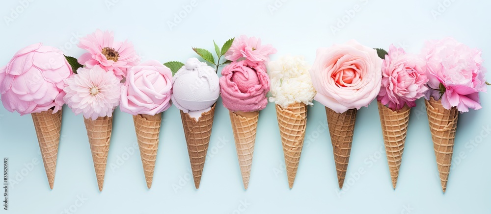 Foto de Minimal summer theme featuring an ice cream cone adorned with ...