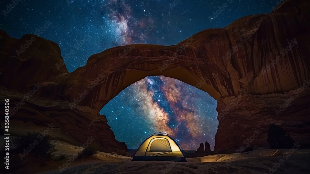Stargazing and camping underneath corona arch with milky way galaxy ...