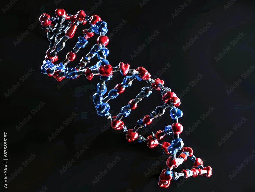 detailed studio photograph of a DNA double helix model, highlighting ...