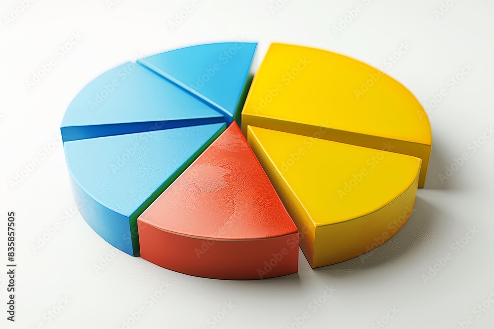 Realistic photograph of a complete Pie charts,solid stark white ...