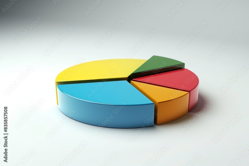 Realistic photograph of a complete Pie charts,solid stark white ...