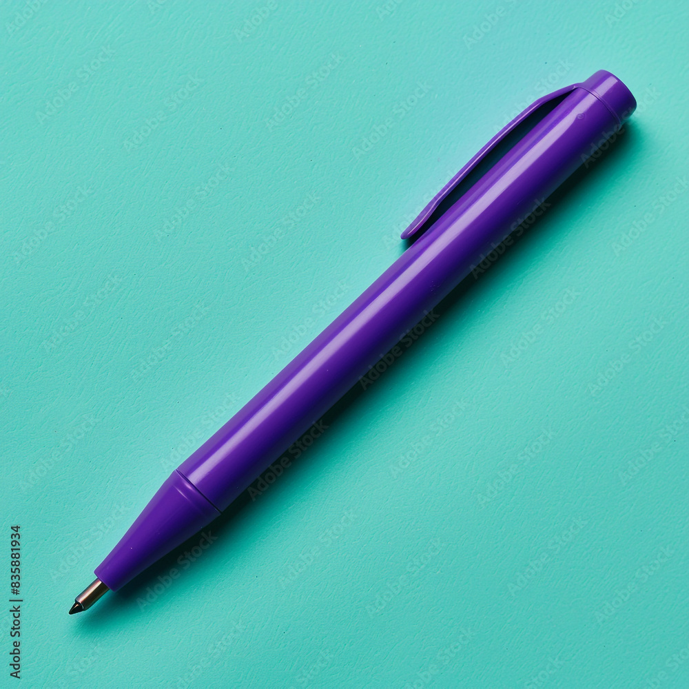 A plain purple marker positioned in the bottom left corner of a solid ...