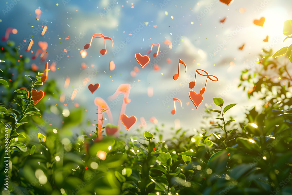 A music note explosion with musical notes flying around, vector ...