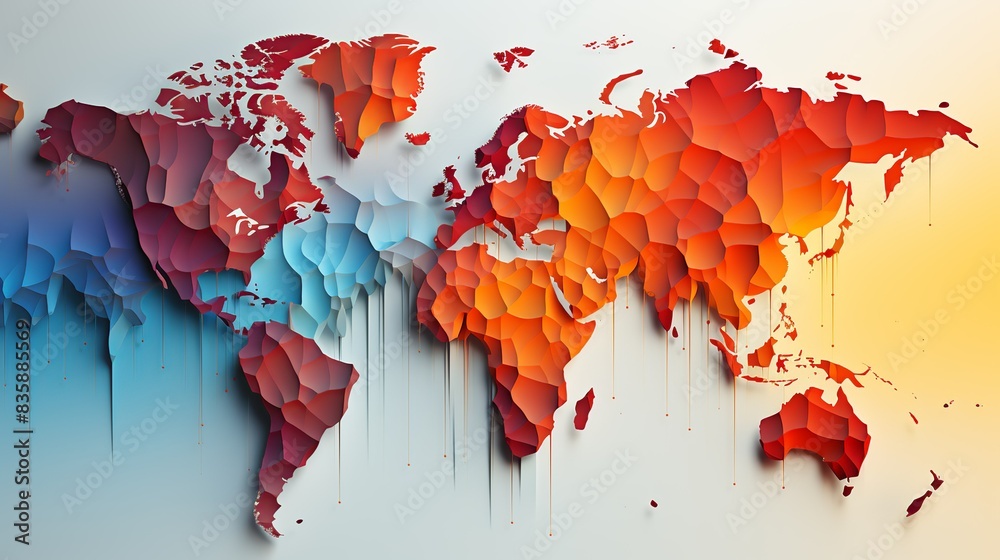 A detailed map of the world overlaid with temperature anomaly data ...