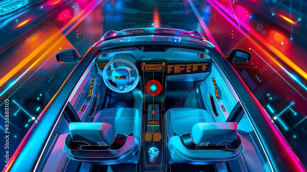 Autonomous Vehicle Testing theme top view Testing autonomous vehicle ...