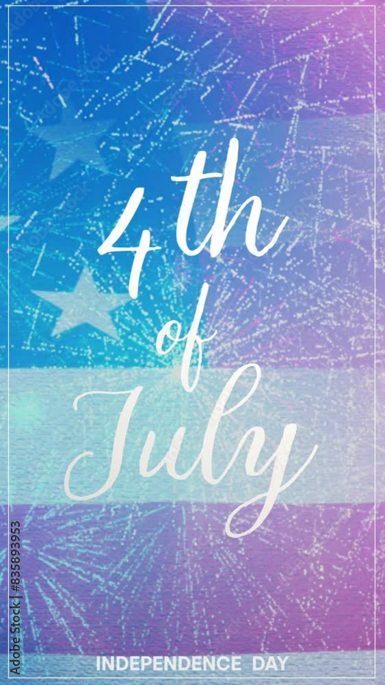 vertical independence day 4th of July Text with Fireworks and Waving ...