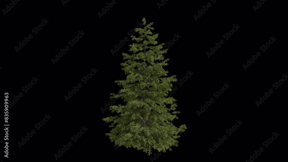 Norway spruce Tree blowing in the wind. Wind blows the European spruce ...