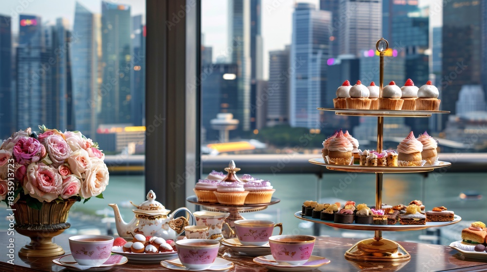 A sophisticated afternoon tea affair with an elegant tiered stand ...