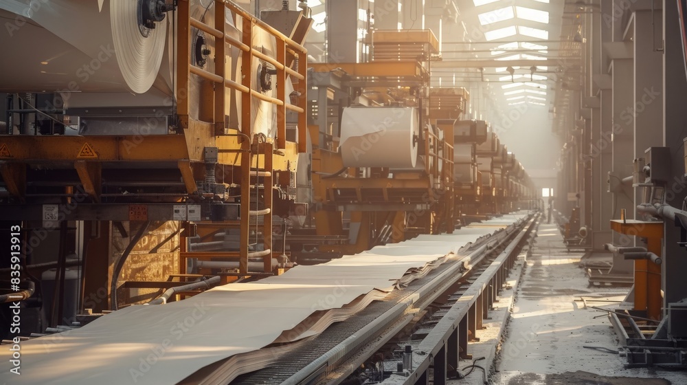 Automated paper production machine packaging paper and cardboard from ...