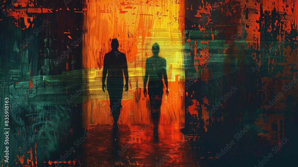 Exit Form. Secret Password series. Arrangement of human silhouettes ...