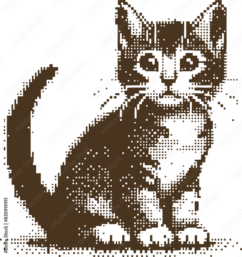 Pixel art vector stencil of a cat on white background Stock Vector ...