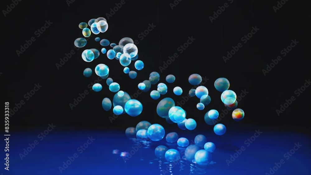 Water Bubbles contain carbon dioxide and float upwards. Green Screen ...