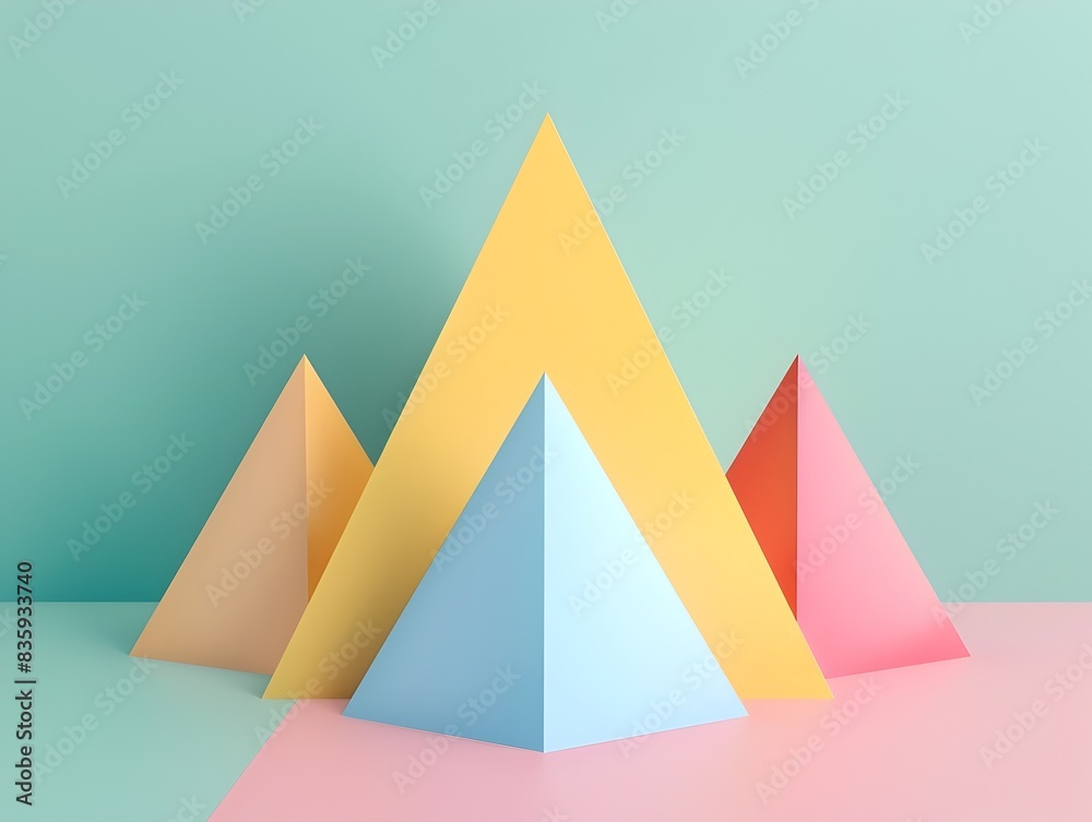 Architectural Geometric Pyramids in Pastel Color Scheme for Modern ...