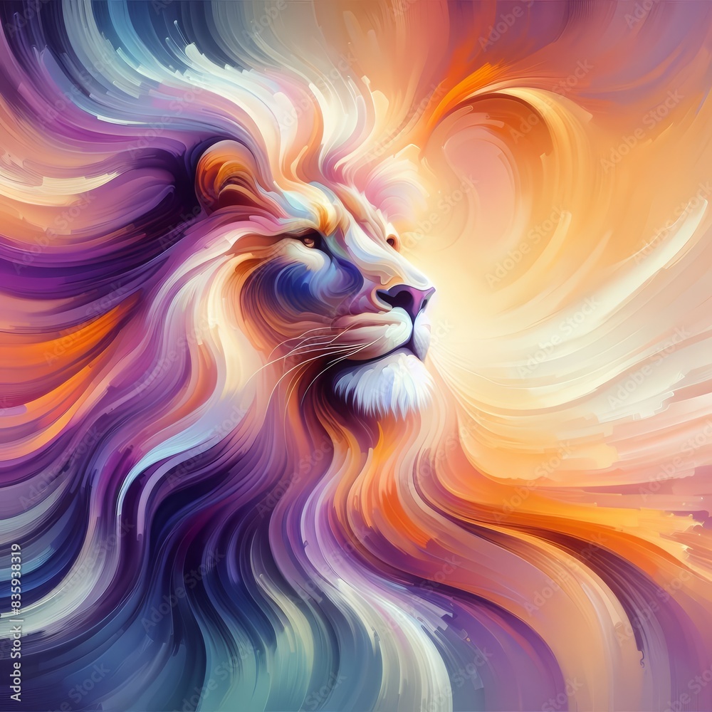 Artistic poster of a colorful abstract lion's head - Square Christian ...