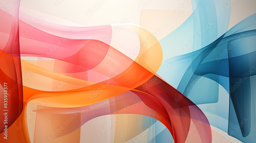Poster Layers of transparent shapes overlapping to create a sense of ...
