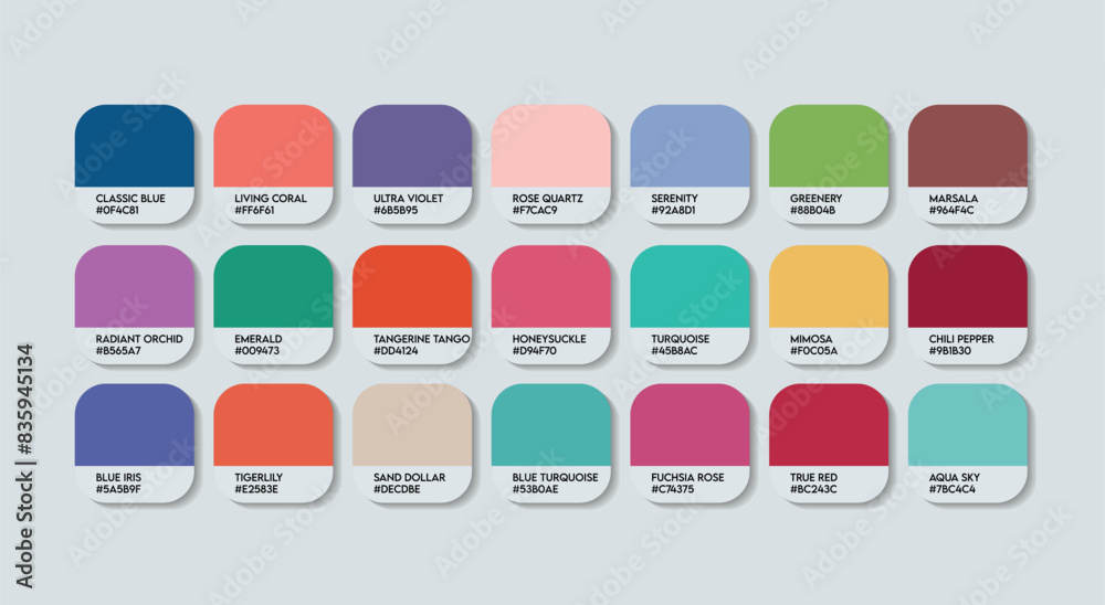 Fashion Trend Color Guide Palette with Color Names 05. Catalog Samples ...
