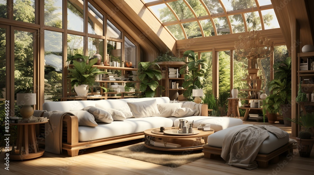 Biophilic design elements like natural wood finishes and greenery ...