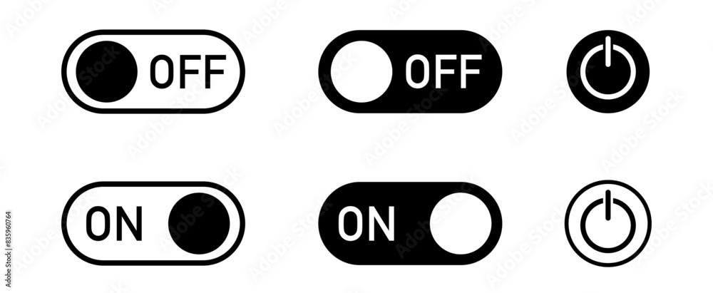 On off icon. Switch button. Black and white colors. Buttons for web and ...