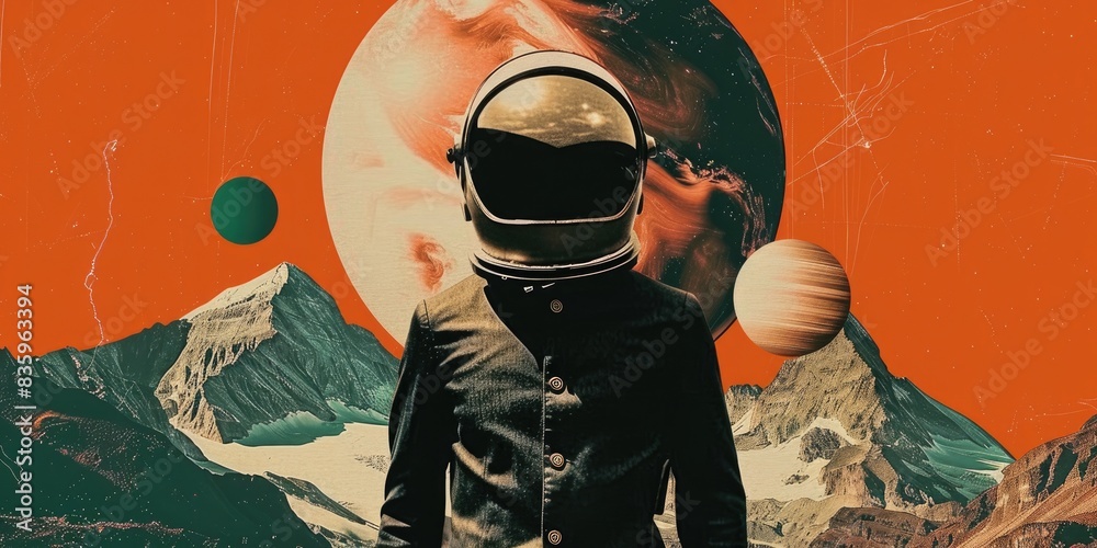 Retro Sci-Fi Astronaut Poster Stock Illustration | Adobe Stock