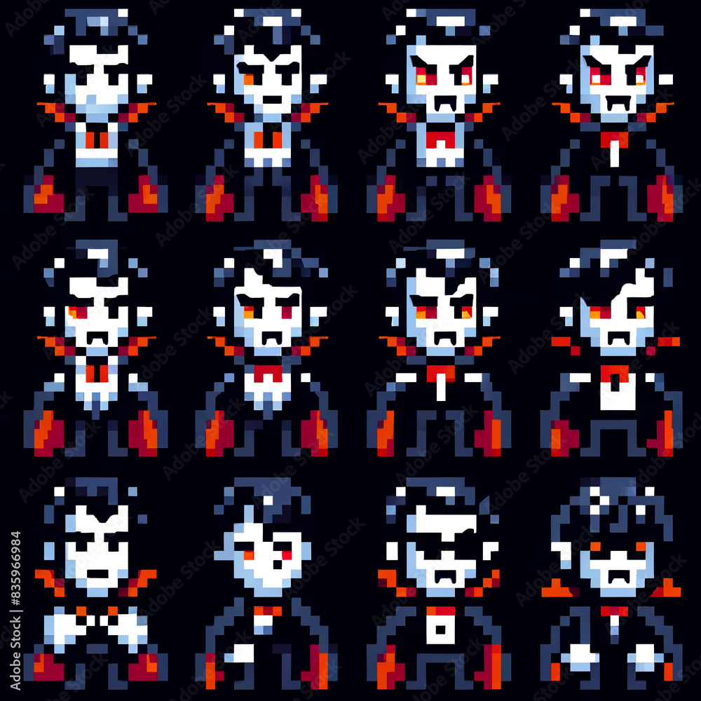 Pixel art vampire sprites for RPG game Stock Illustration | Adobe Stock