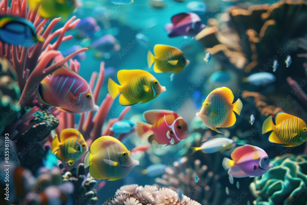 Tropical Fish in a Lush Coral Reef Ecosystem - Generative AI Stock ...