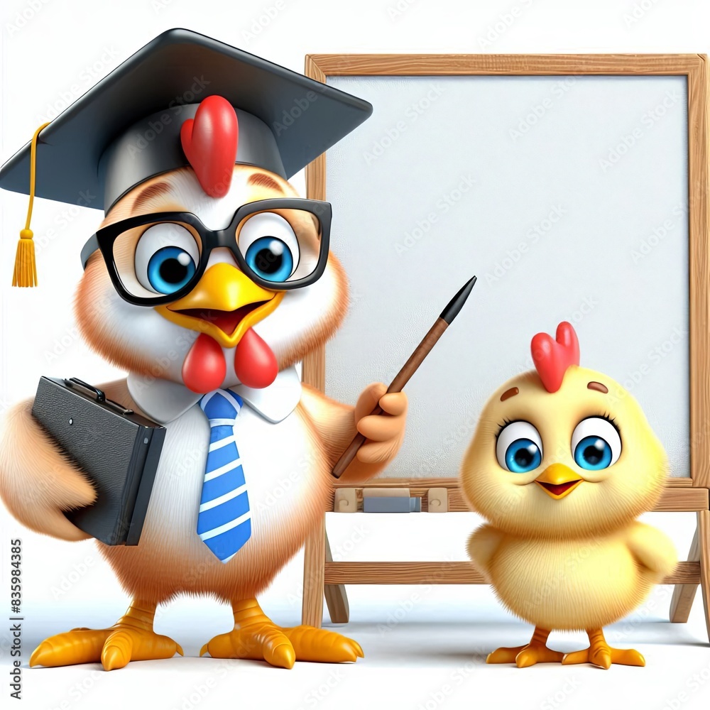 cute chicken teacher with board cartoon , 3D Generative AI Stock ...