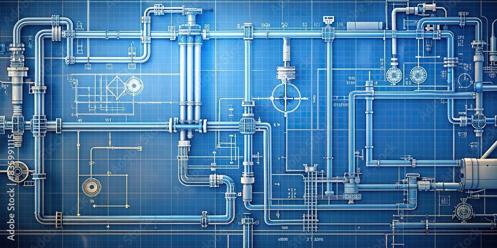 Architectural blueprint of plumbing design , blueprint, architect ...