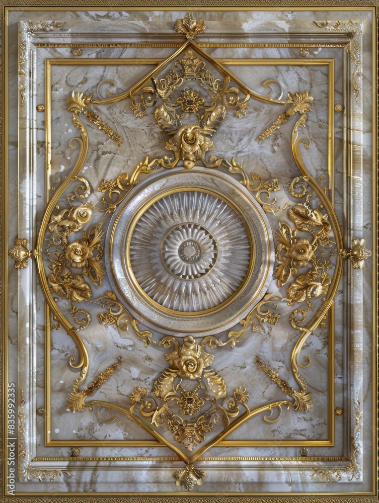 Lavish antique baroque, barocco ornate marble ceiling frame non linear ...