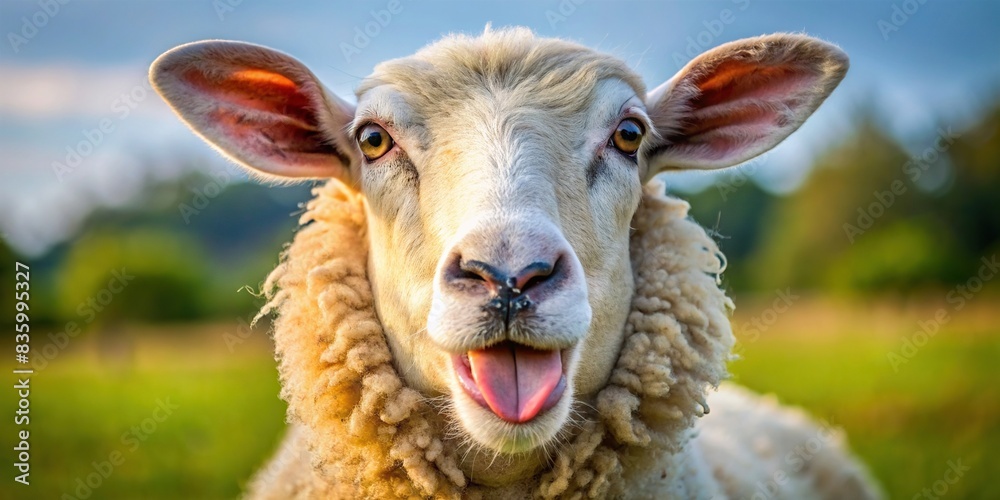 Funny sheep sticking out its tongue, sheep, funny, humor, animal ...