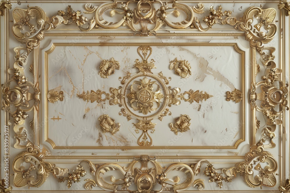Lavish antique baroque, barocco ornate marble ceiling frame non linear ...