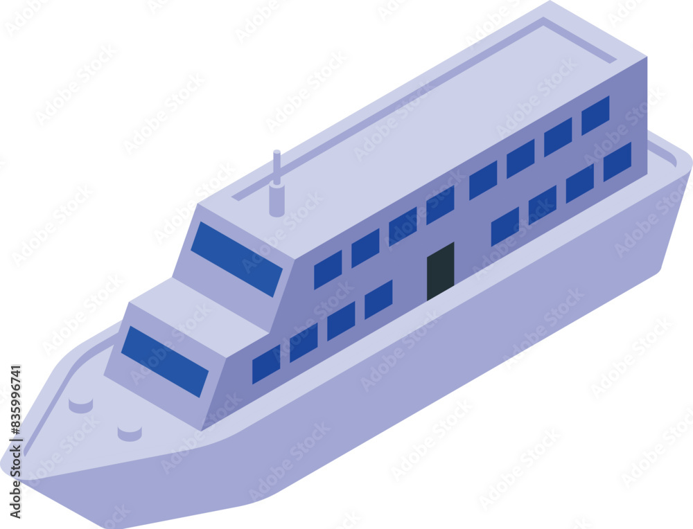 Isometric vector illustration of a modern cargo ship on a white ...