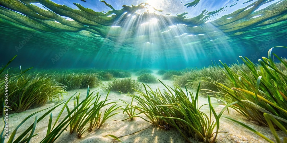 Underwater view of seagrass on seabed, underwater, seagrass, ocean ...