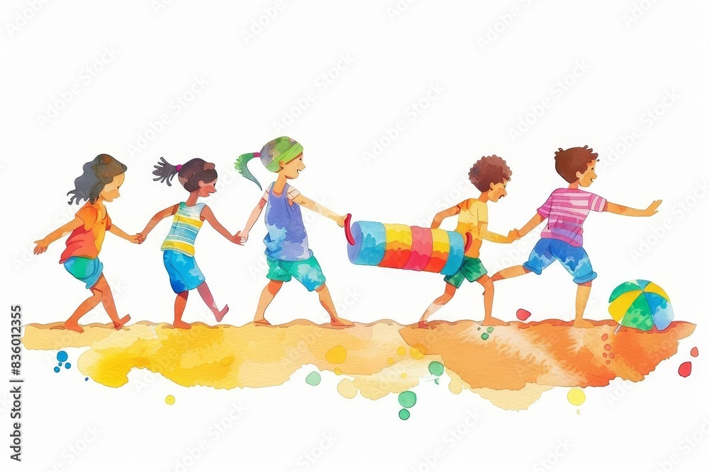 Kids beach sand roller flat design side view isolated white background ...