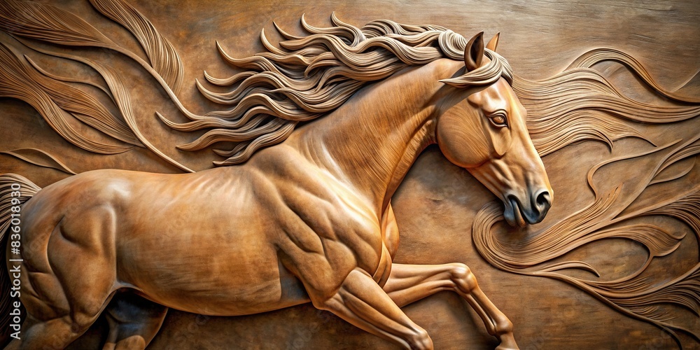 horse relief wallpaper with realistic texture and depth , horse, relief ...