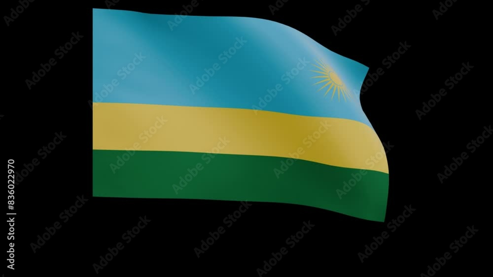 Rwanda flag 4k 3d render of a waving nation Rwandan banner fluttering ...